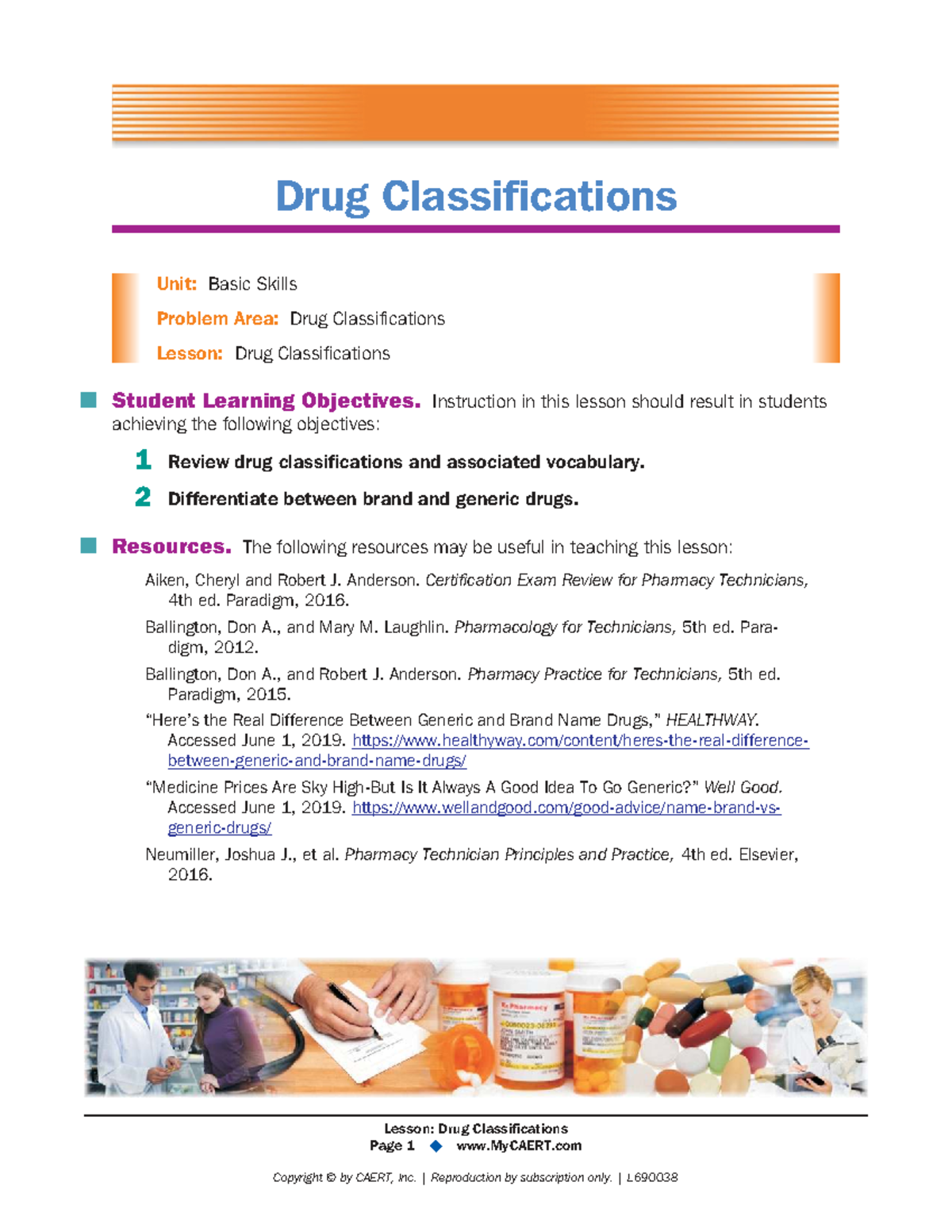 Pharma 101: Drug Classifications Lesson Overview and Objectives - Studocu