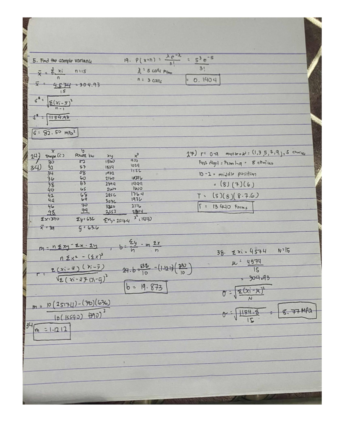 Statistical Analysis: Sample Variance and Probability Calculations - Studocu