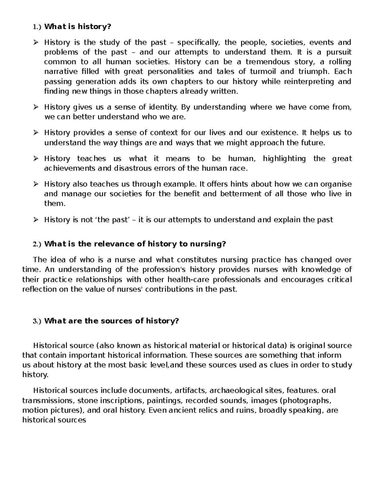 History - Definition, Relevance, and Sources of Historical Study - Studocu