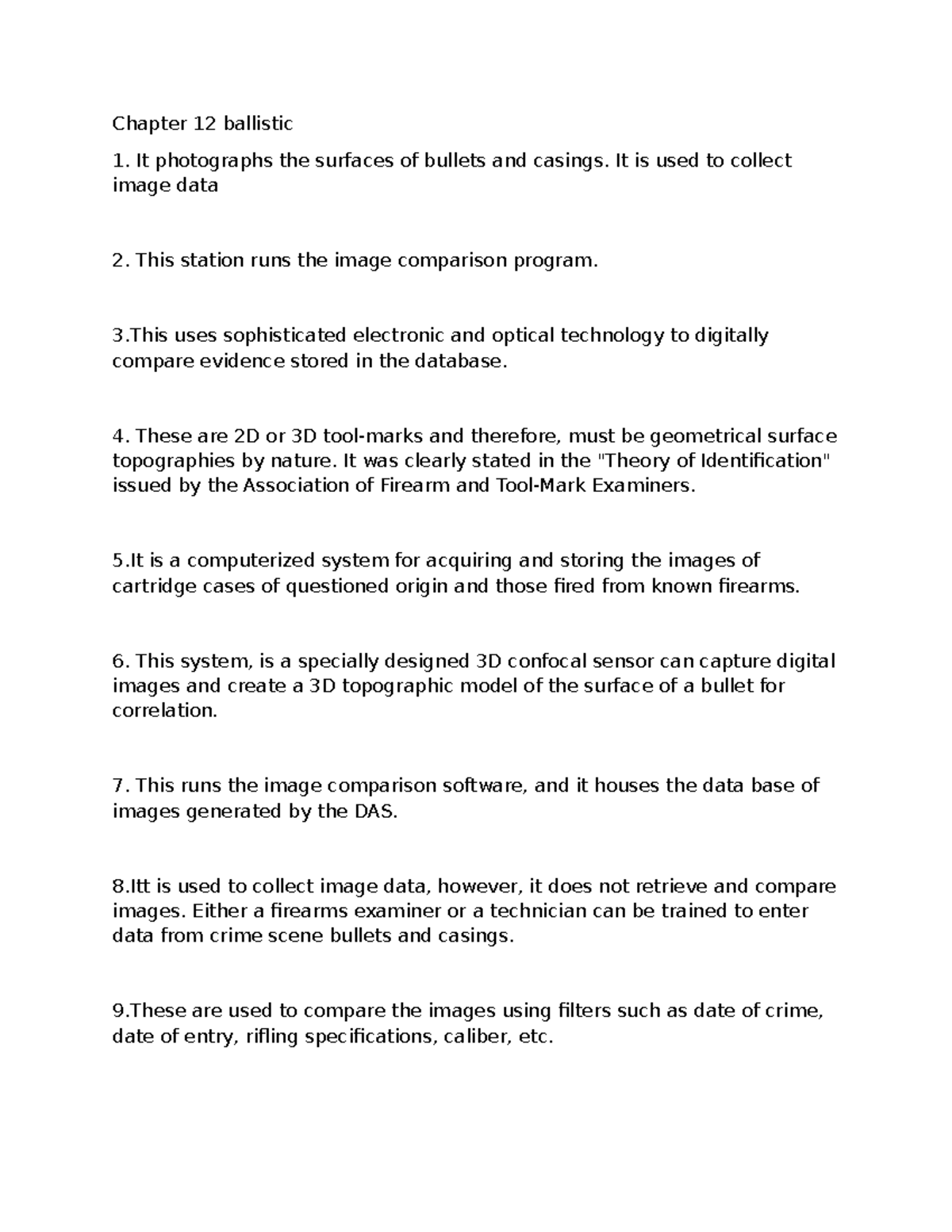 Chapter 12: Ballistic Imaging and Comparison Techniques - Studocu