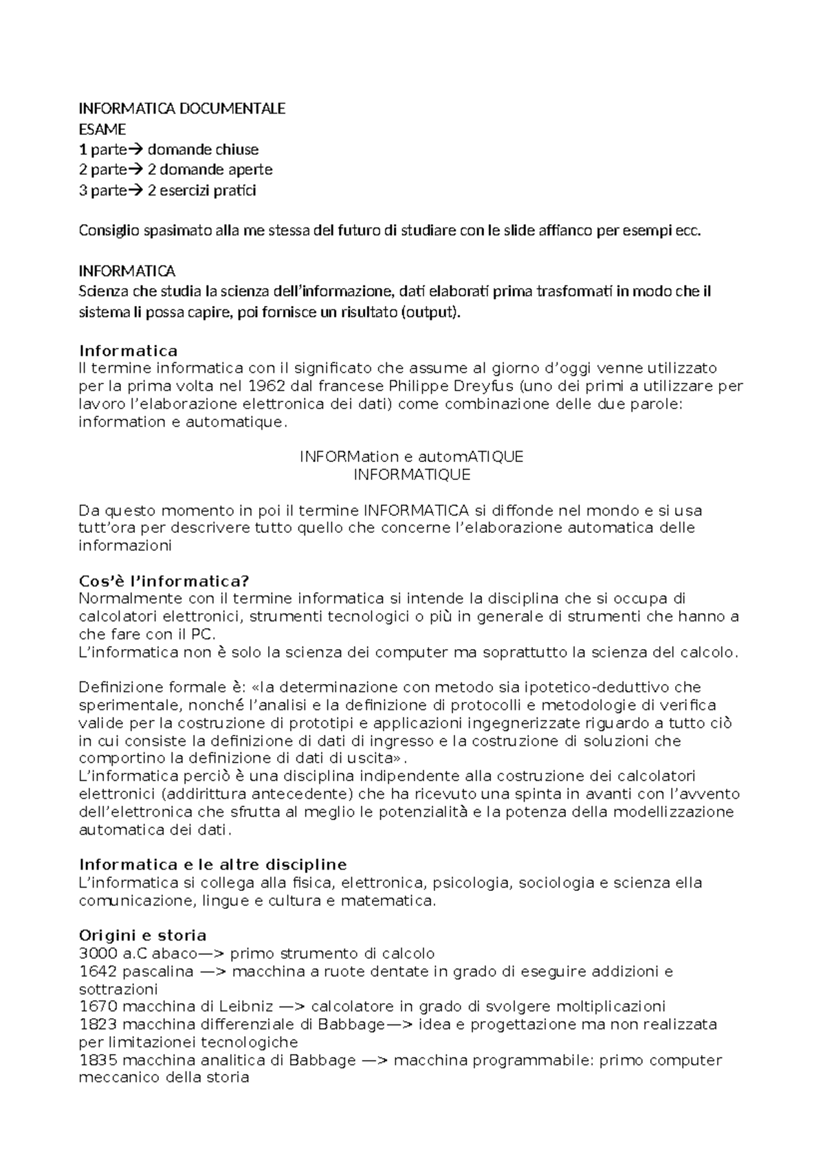 INFORMATICA DOCUMENTALE ESAME 1: Domande e Esercizi Pratici - Studocu