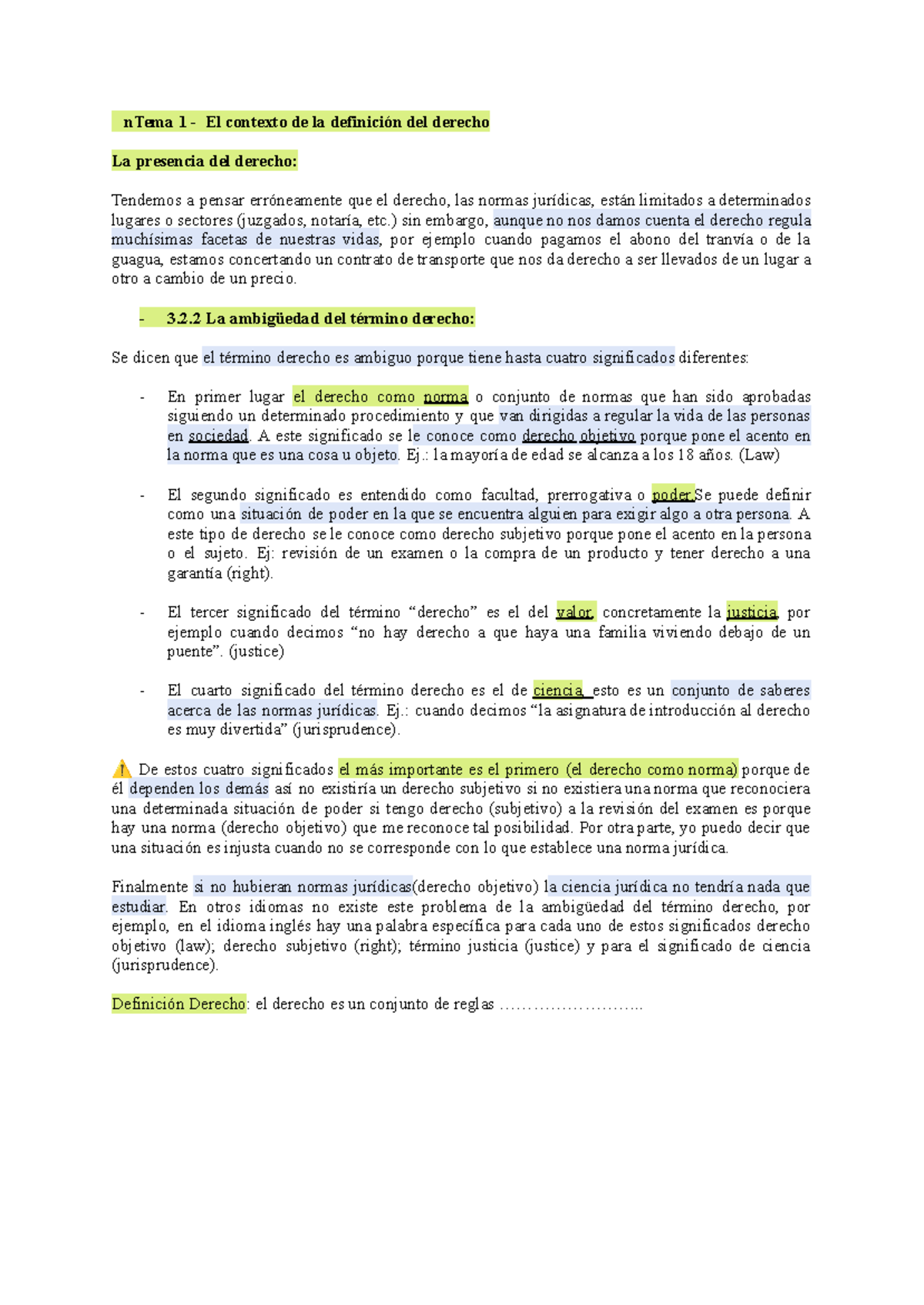 Tema 1: El Contexto y Definición del Derecho - GDDGAGBAGHHHAH - Studocu