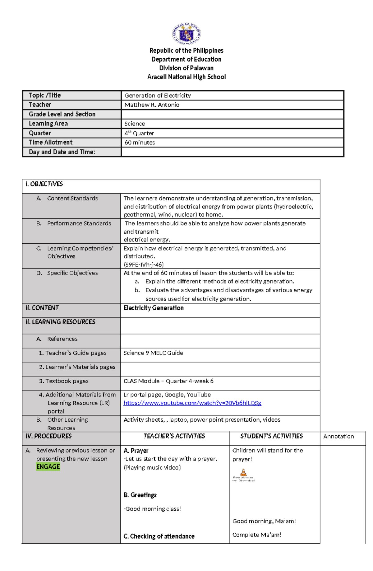 Electricity Generation: Understanding Sources and Methods (Science 4th ...