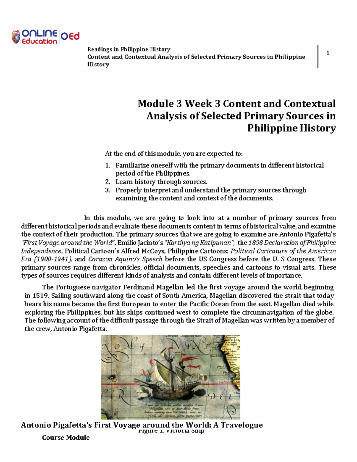 Module 3 - Readings in Philippine History Content and Contextual Analysis of Selected Primary ...