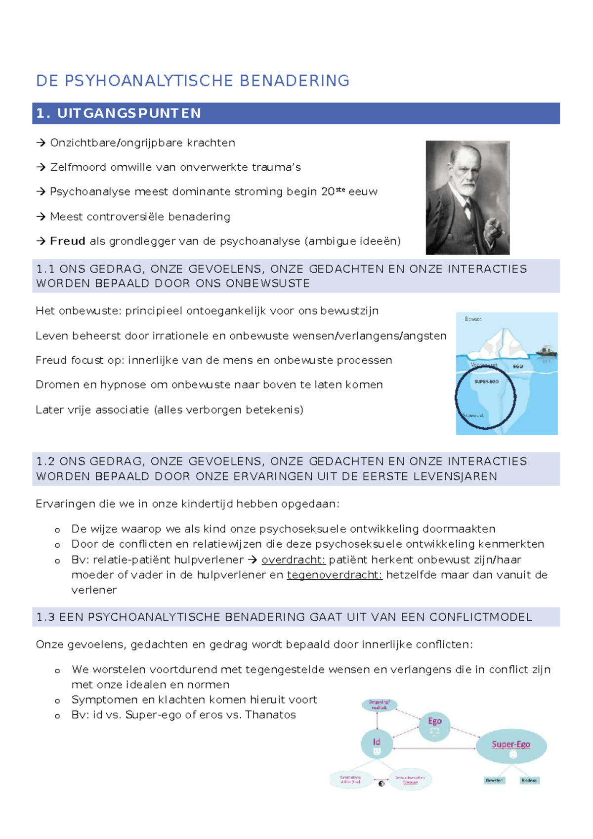 Thema 3: Psychoanalytische Benadering en Kernconcepten - Studocu