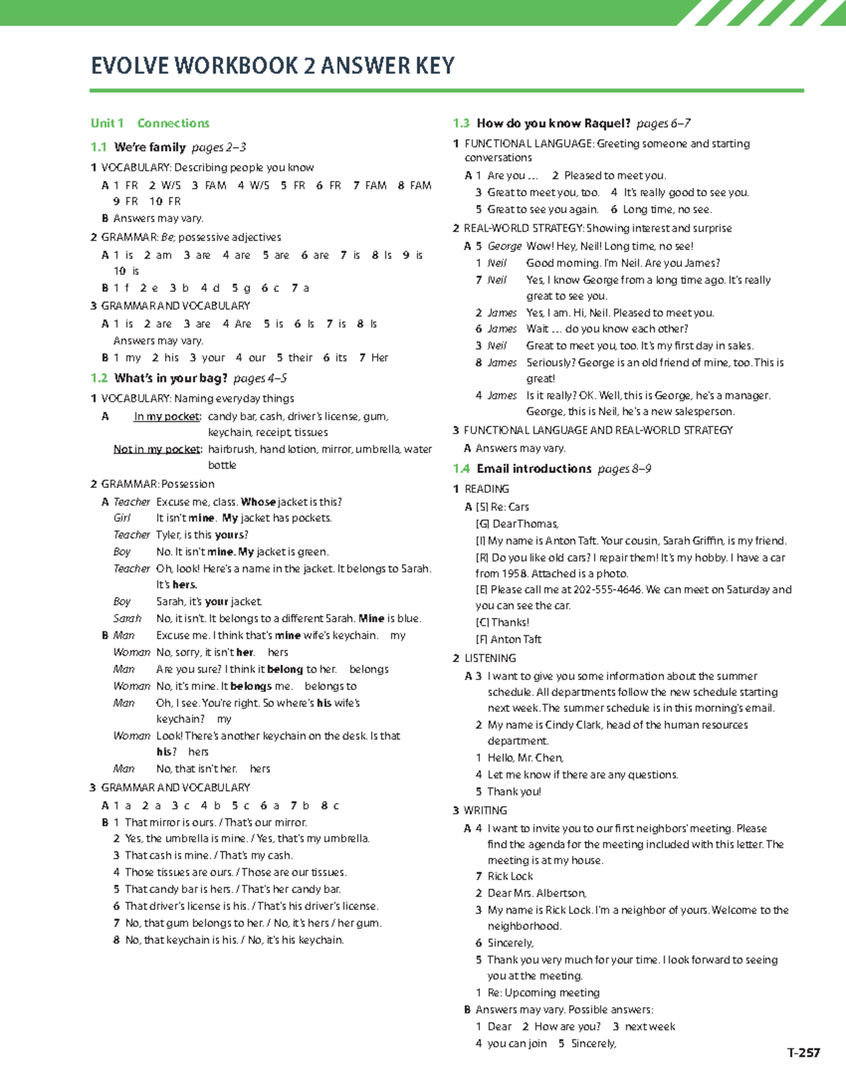 Evolve 2 Workbook Answer Key - Comprehensive Guide to Units 1-5 - Studocu
