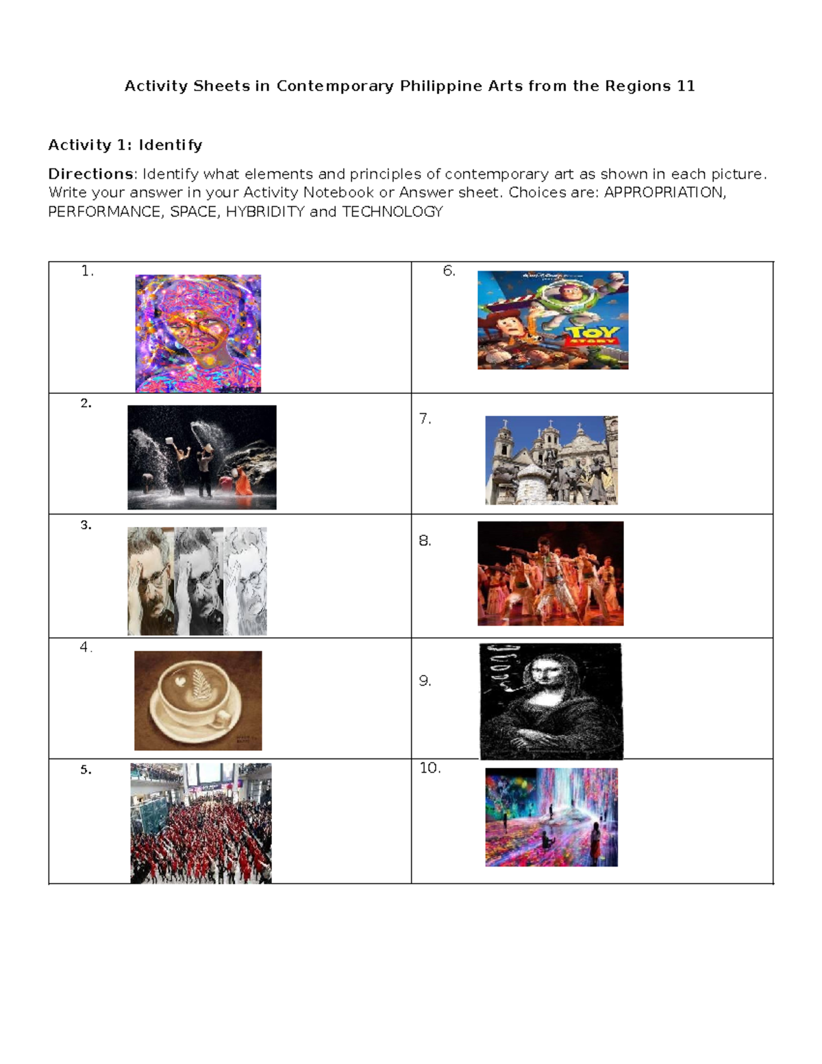 Activity Sheets in Contemporary Philippine Arts from the Regions 11 ...