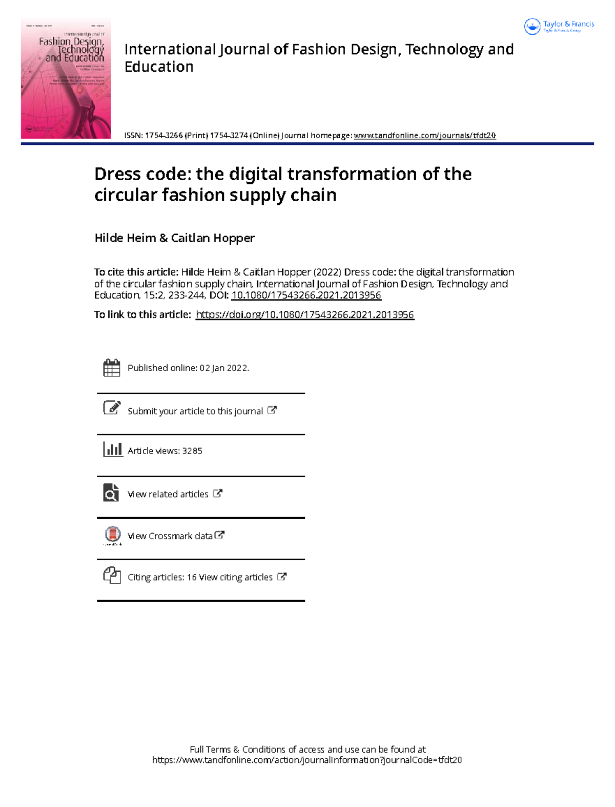 Dress Code: Digital Transformation in Circular Fashion Supply Chain ...
