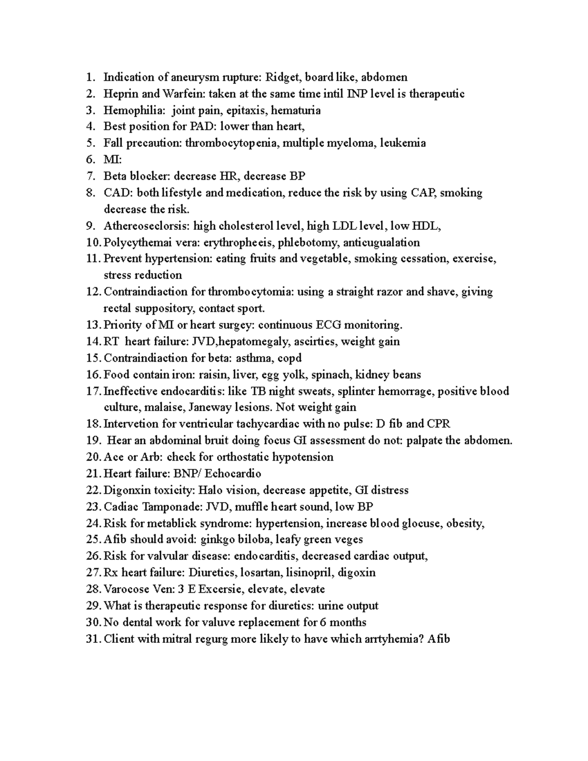 Final Exam MDC Q - A Comprehensive Review of Cardiovascular and ...