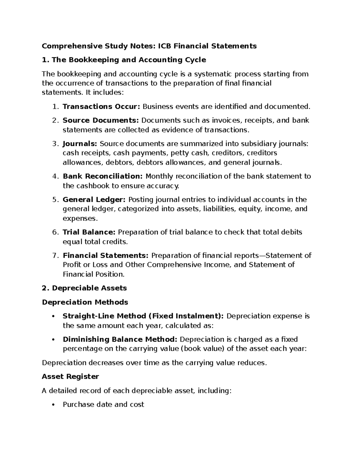 ICB Financial Statements 1: Comprehensive Study Notes on Accounting ...