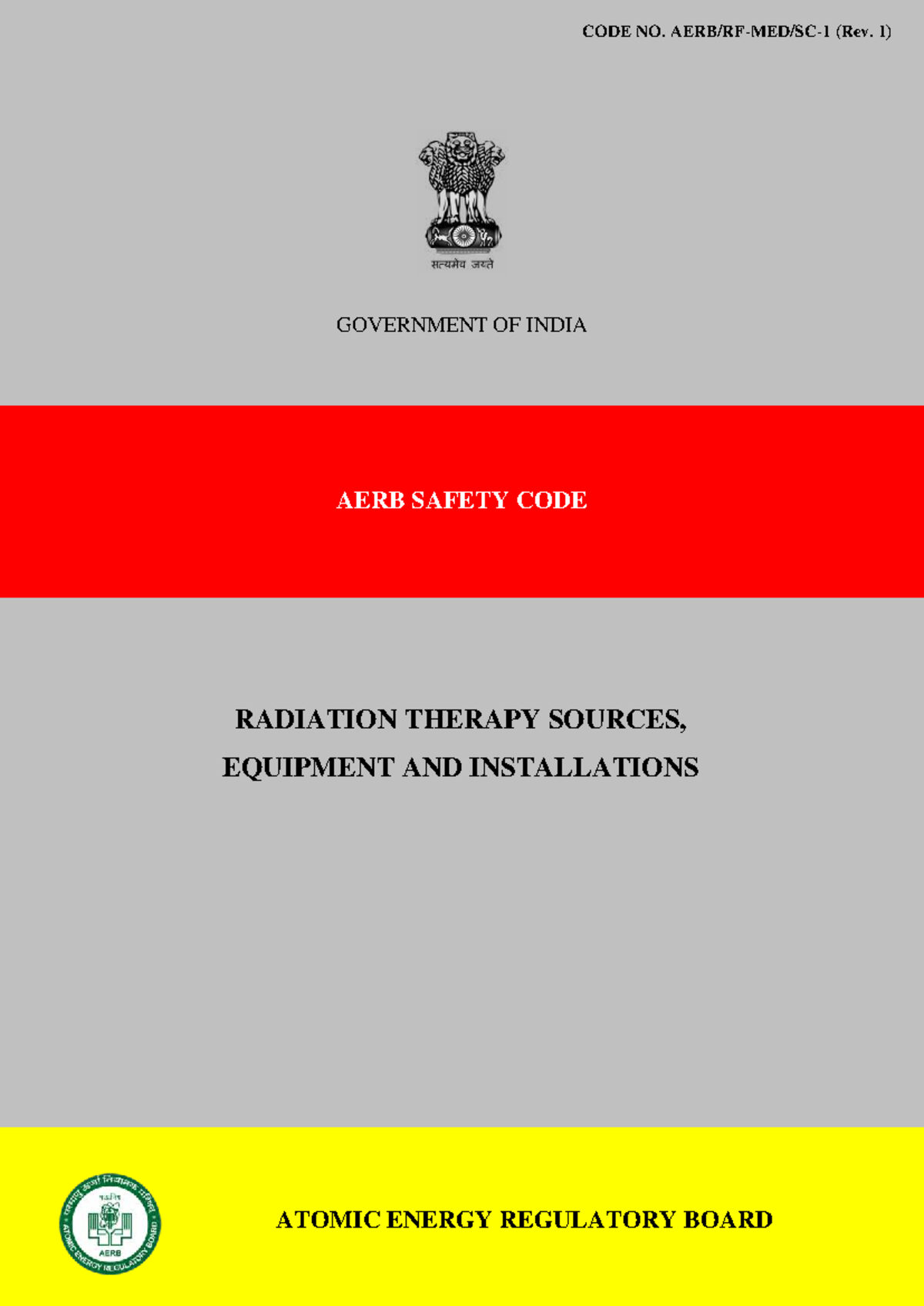 AERB SC-1: Safety Code for Radiation Therapy Sources & Equipment - Studocu