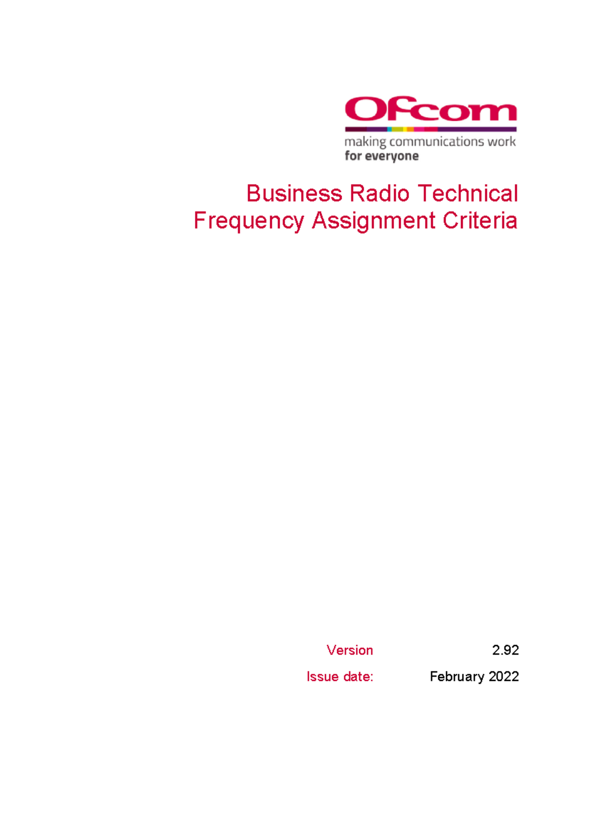 Business Radio Frequency Assignment Criteria - OFW164 Guidelines - Studocu