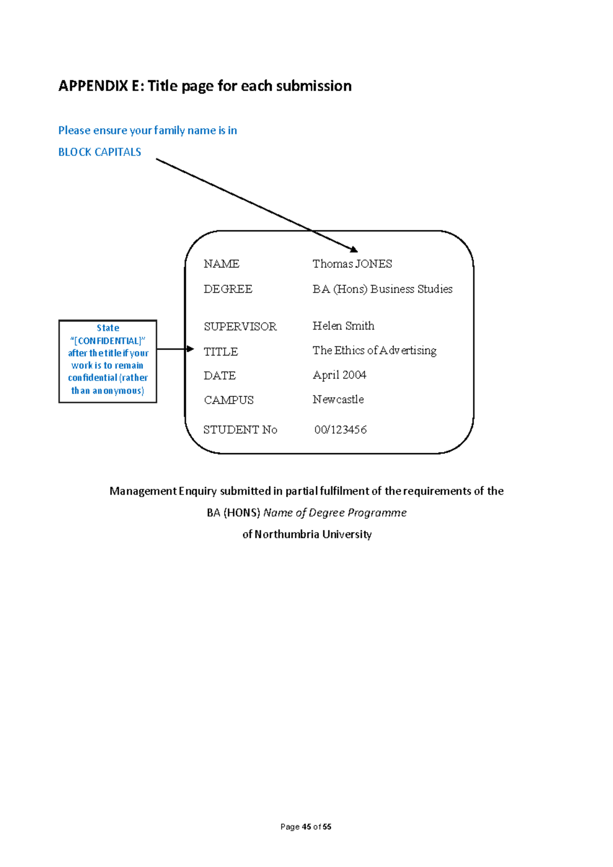 Cover page - nil - Page 45 of 55 APPENDIX E: Title page for each ...