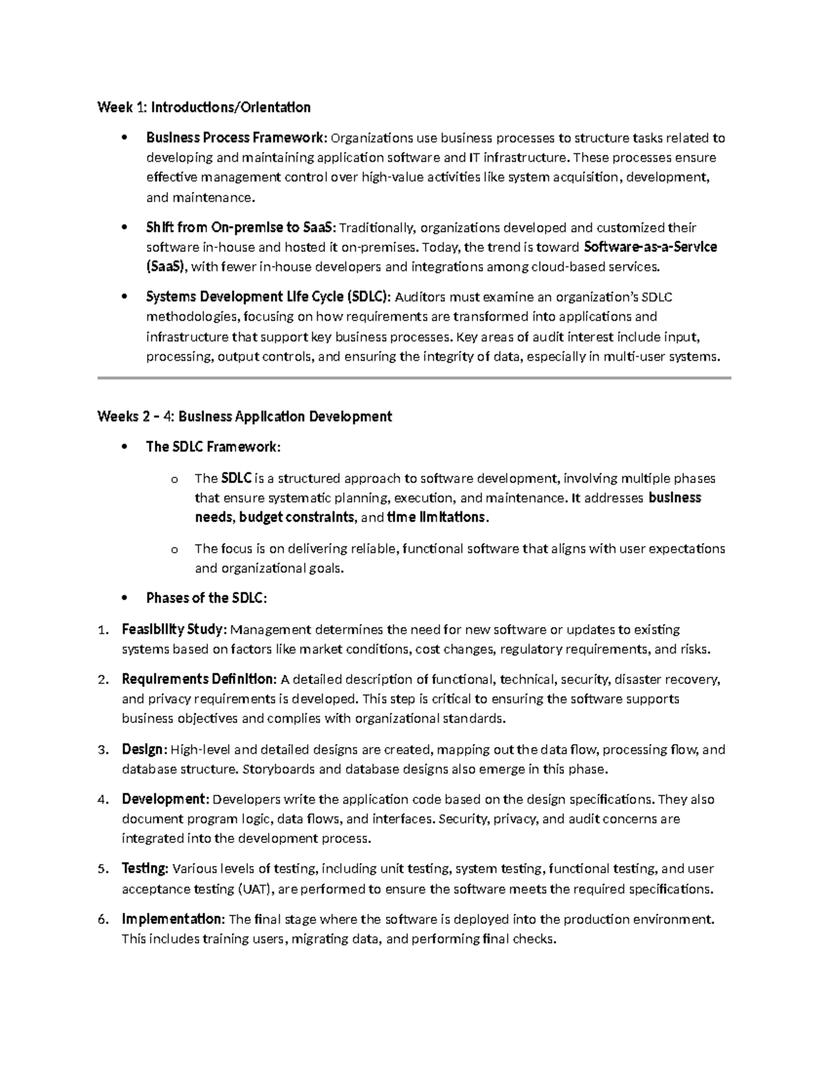 ISAD-Midterm-Reviewer - Week 1: Introductions/Orientation Business Process Framework: - Studocu