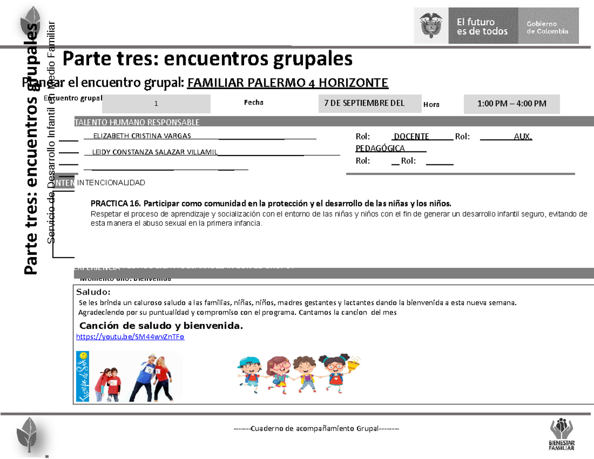 Semana 1: Encuentros Grupales para el Desarrollo Infantil (Práctica 16 ...