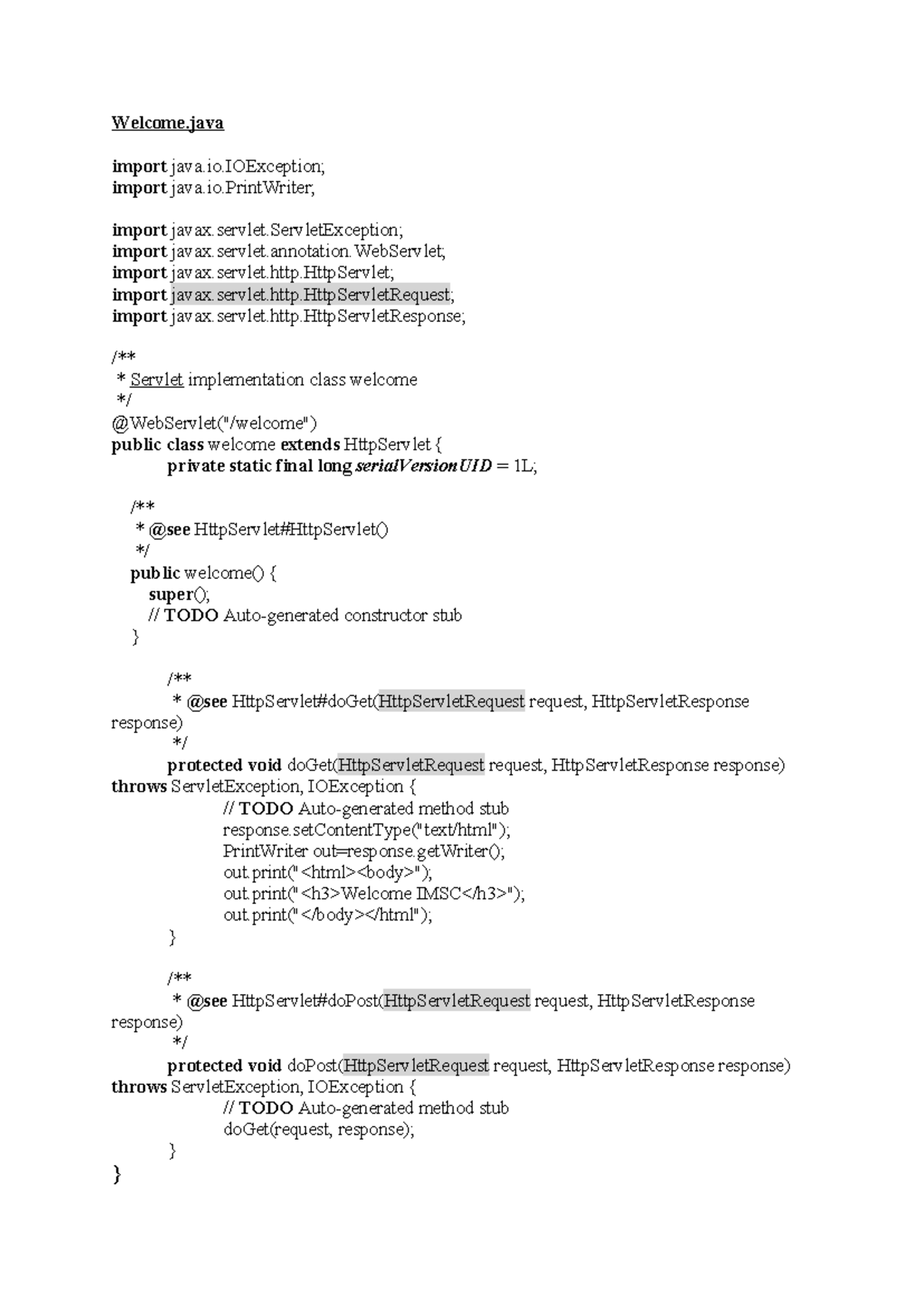 Ajava Eclipse Final Project: Welcome and Form Data Handling - Studocu