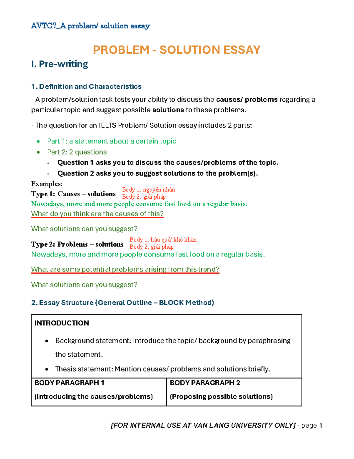 AVTC7 - Problem and Solution Essay Guide for IELTS - Studocu