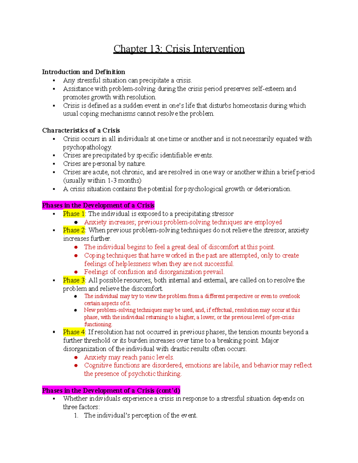 Chapter 13: Understanding Crisis Intervention Strategies - Studocu