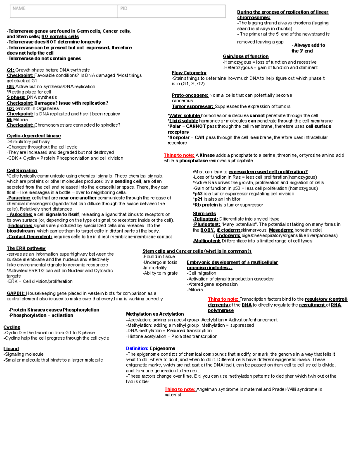 Bio 103 Midterm Exam Study Guide: Cell Cycle and Signaling Mechanisms ...