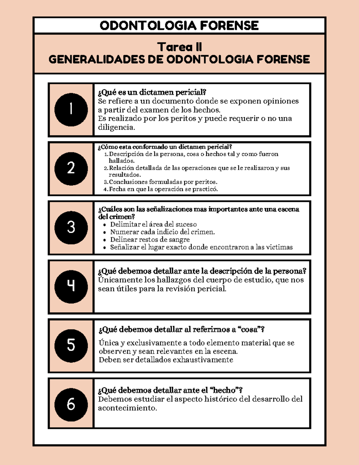 Tarea II - ghfgj - Tarea II GENERALIDADES DE ODONTOLOGIA FORENSE ¿Qué ...