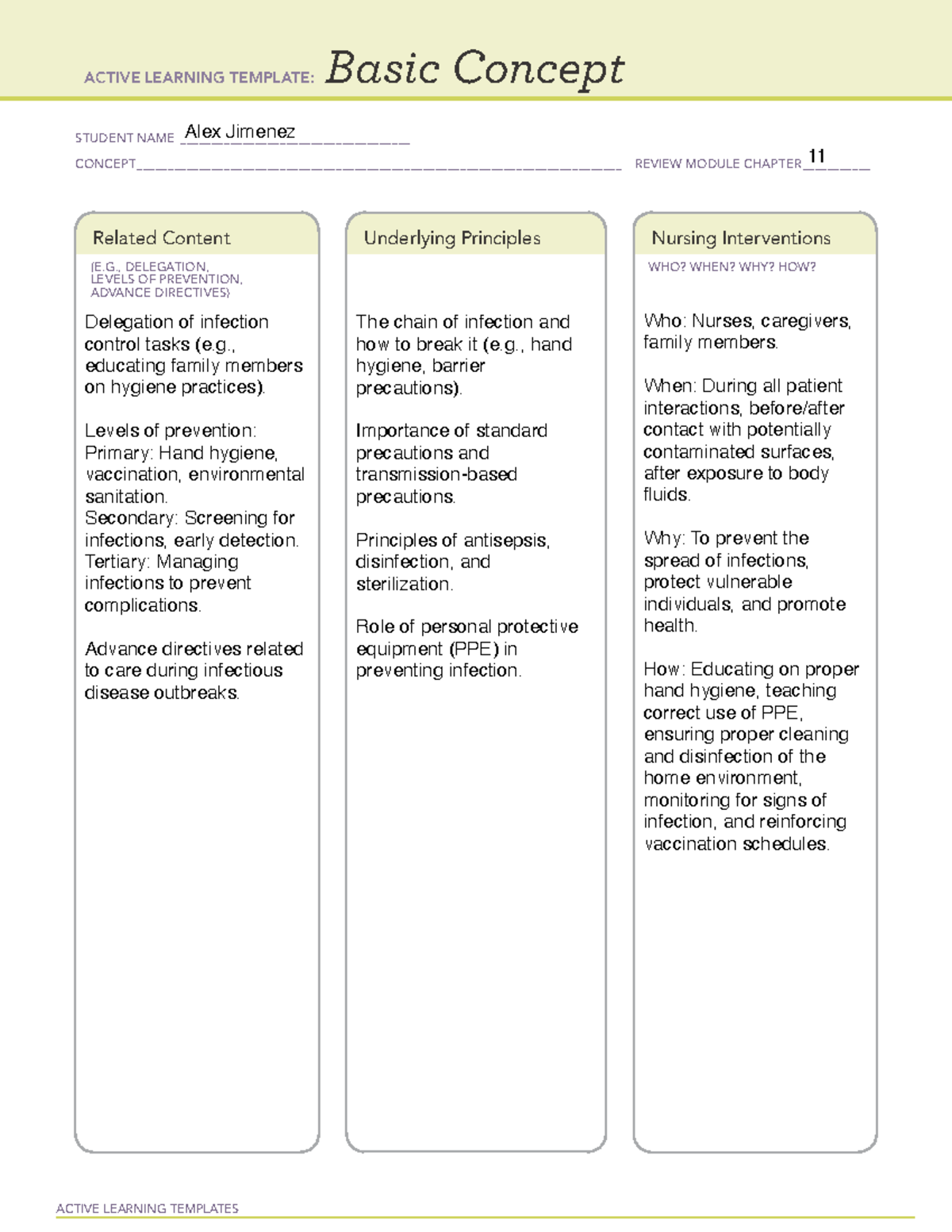 ACTIVE LEARNING TEMPLATE: Infection Control Concepts for Nursing - Studocu