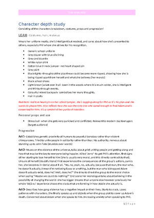DNA- Leah analysis GCSE Drama - LEAH- Costume, hair, makeup Wears her ...
