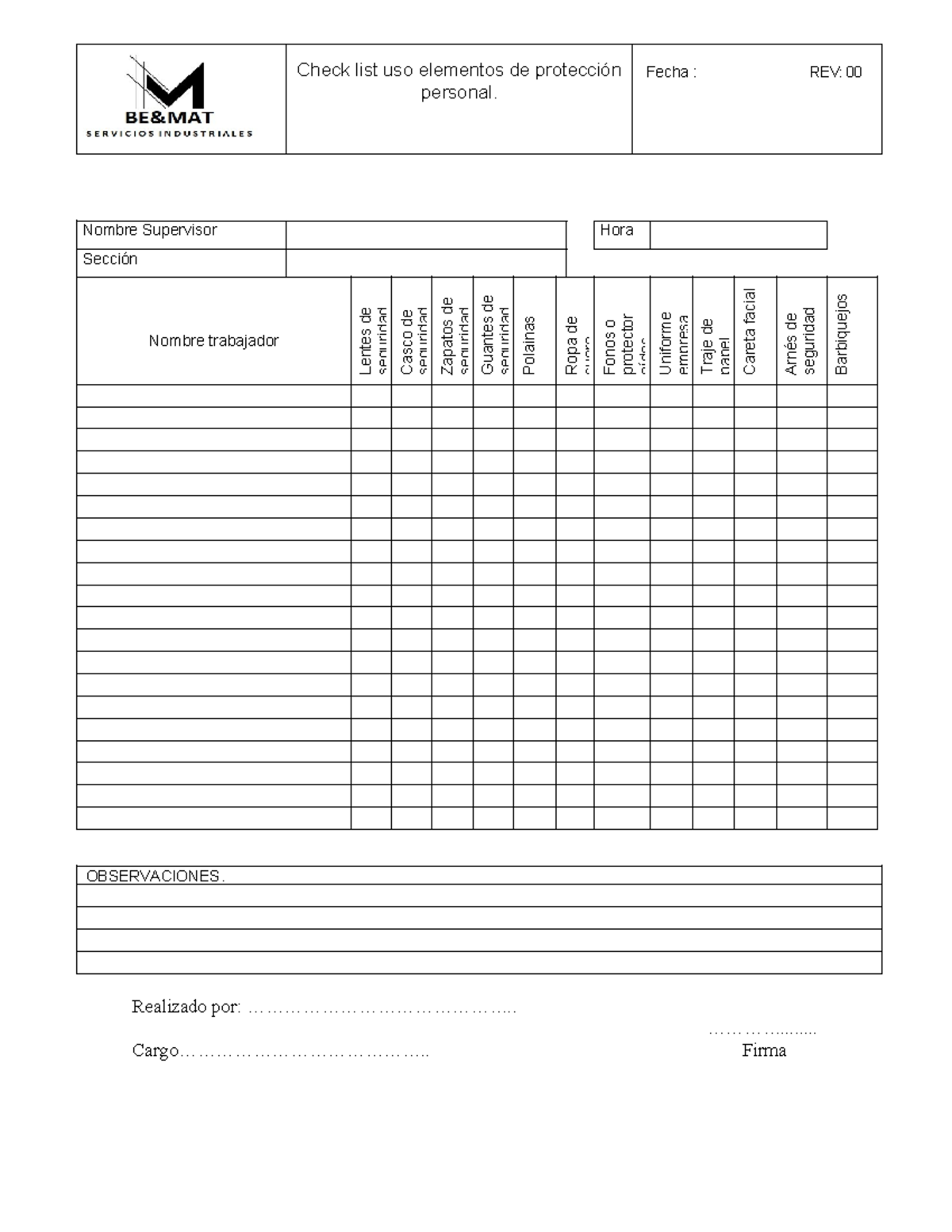 9 chesk list epp - check list epp - Check list uso elementos de ...