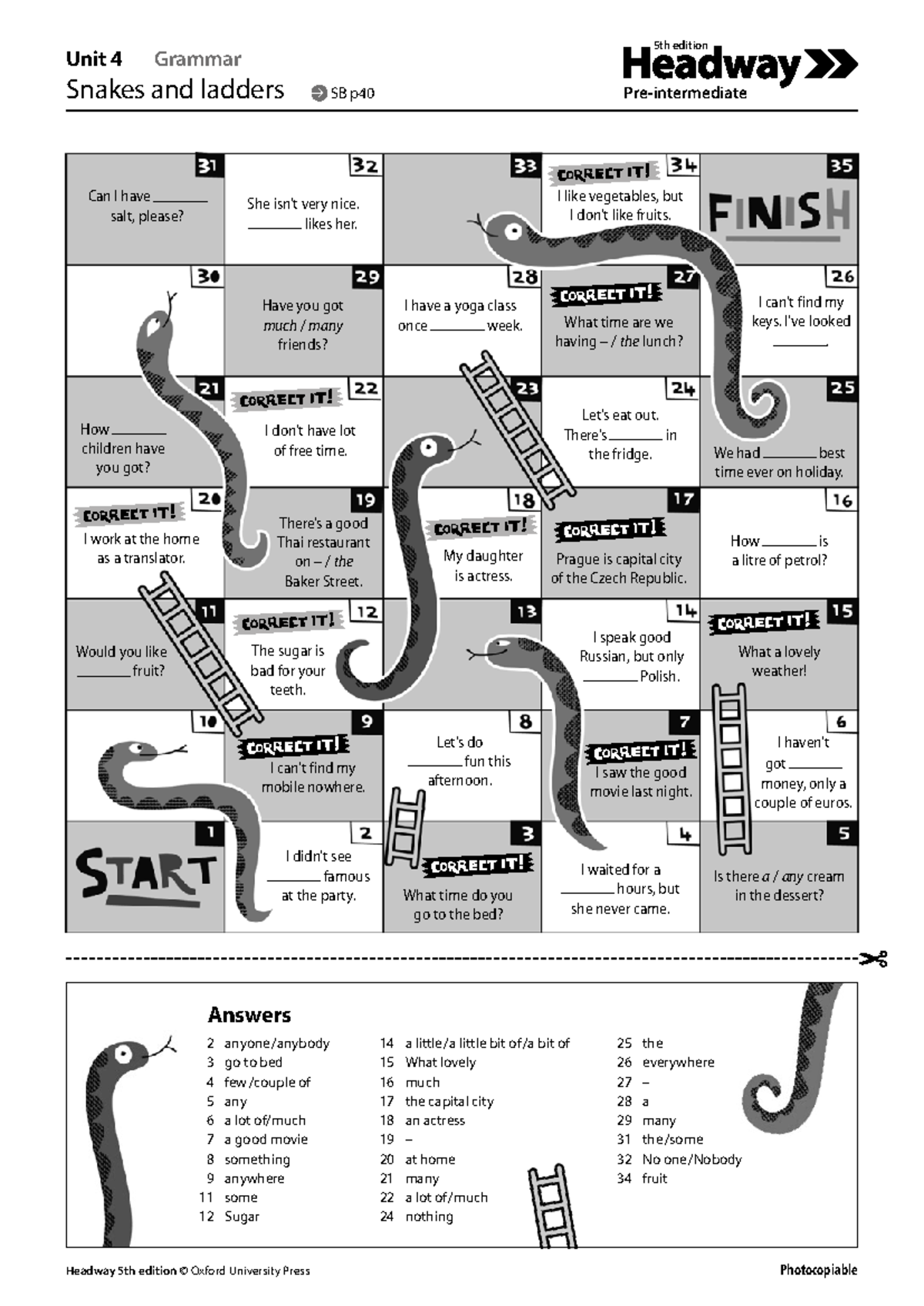 HW5e Pre Intermediate Photocopiables Unit 04 - Pre-intermediate Grammar ...