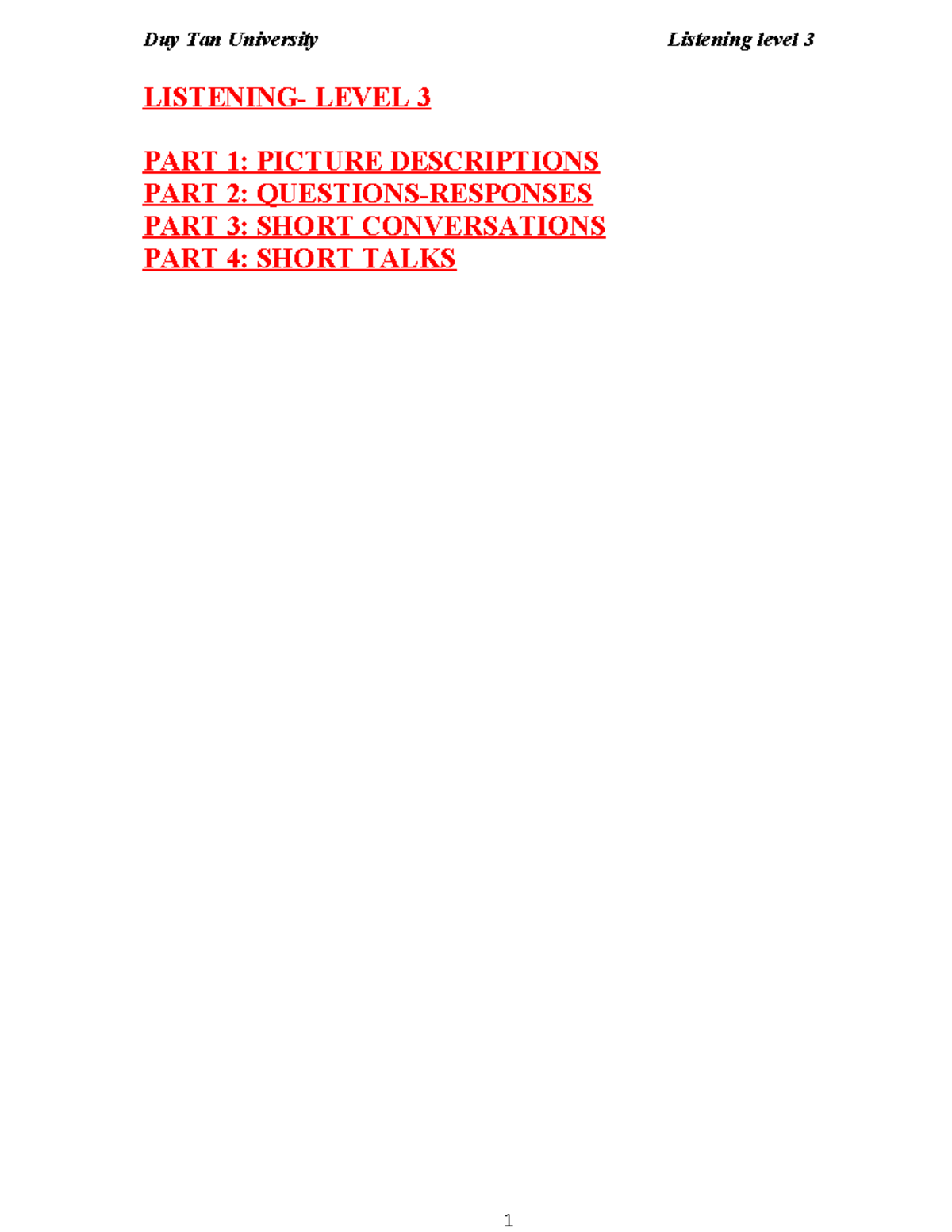 Giao Trình Listening Level 3: Bài Học và Đánh Giá - Studocu