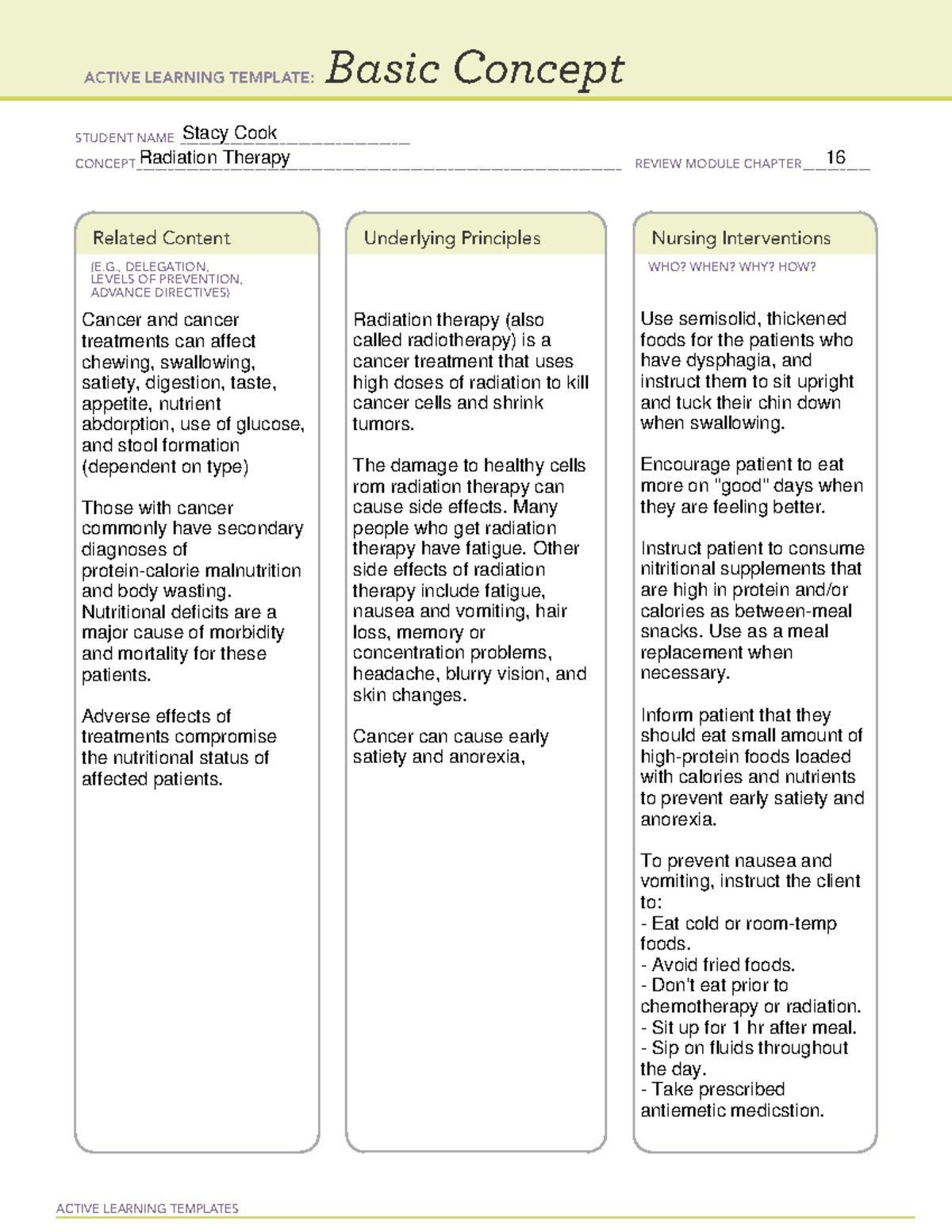 ATI Basic Concept - Radiation Therapy - ACTIVE LEARNING TEMPLATES Basic ...
