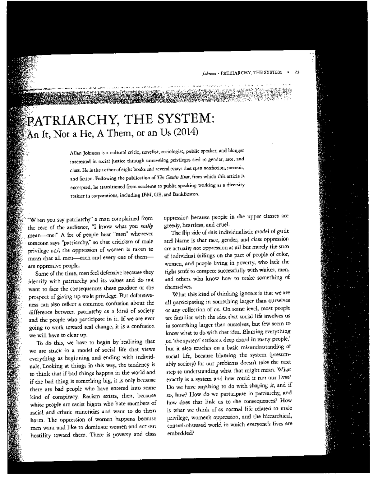 Final Exam Study Guide for XYZ 101: Understanding Patriarchy and Social ...