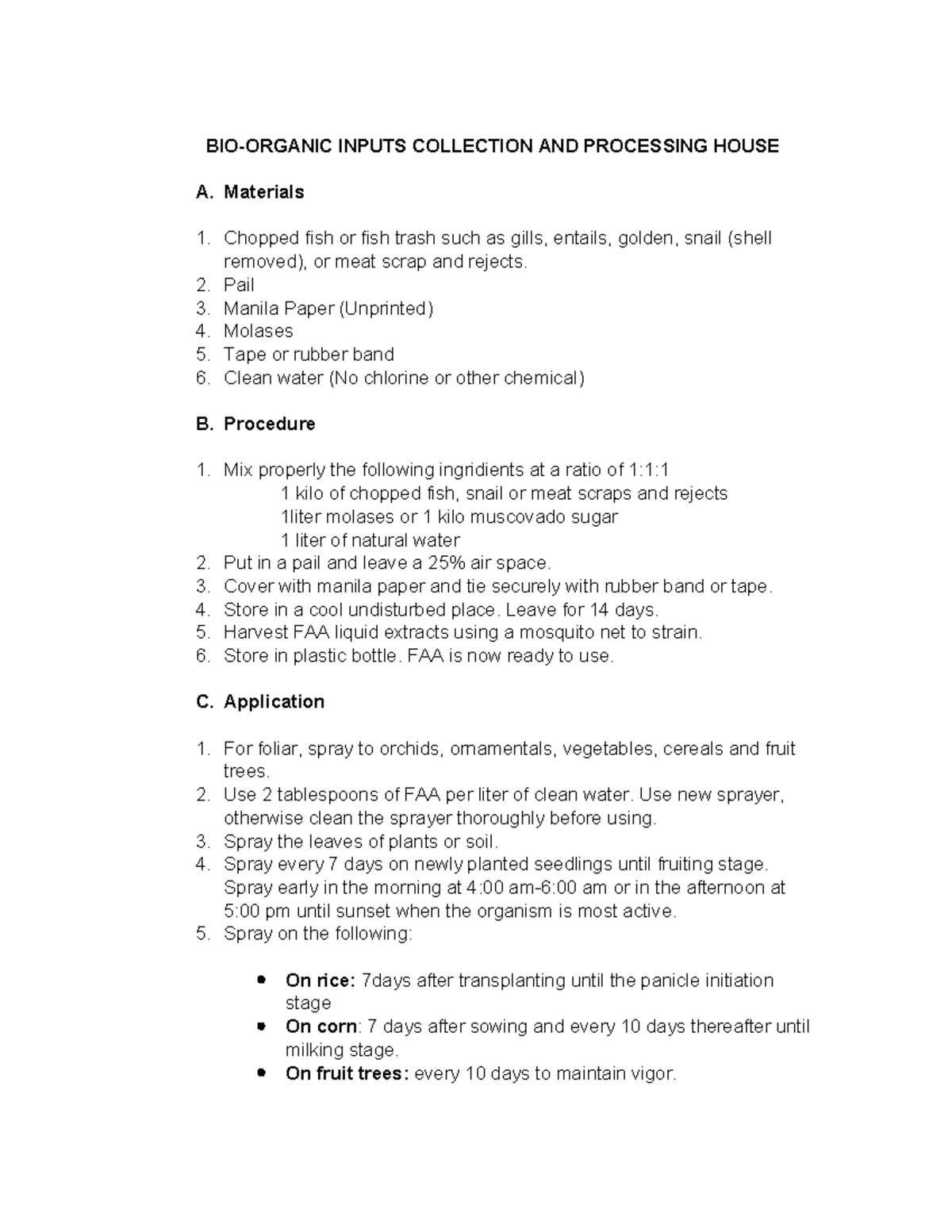 BIO 101: Organic Inputs Collection & Processing Guide - Studocu