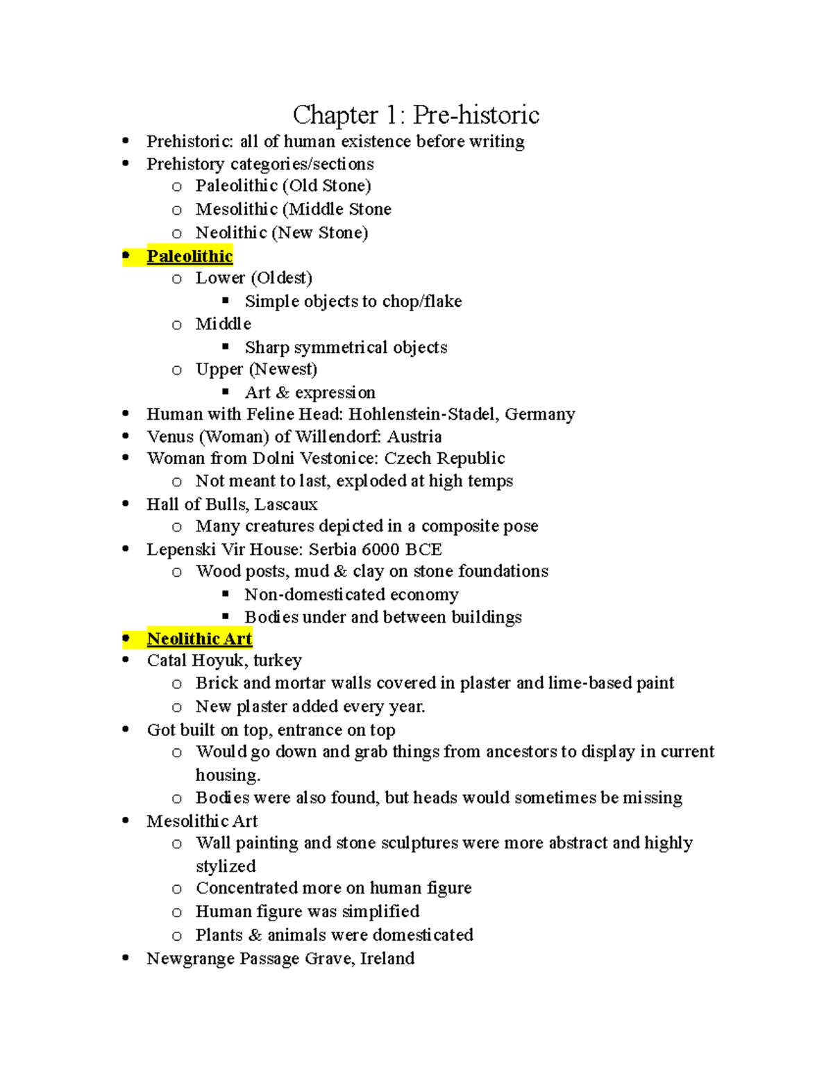 Chapter 1-3 Art History Notes (Prehistoric to Ancient Near East) - Studocu