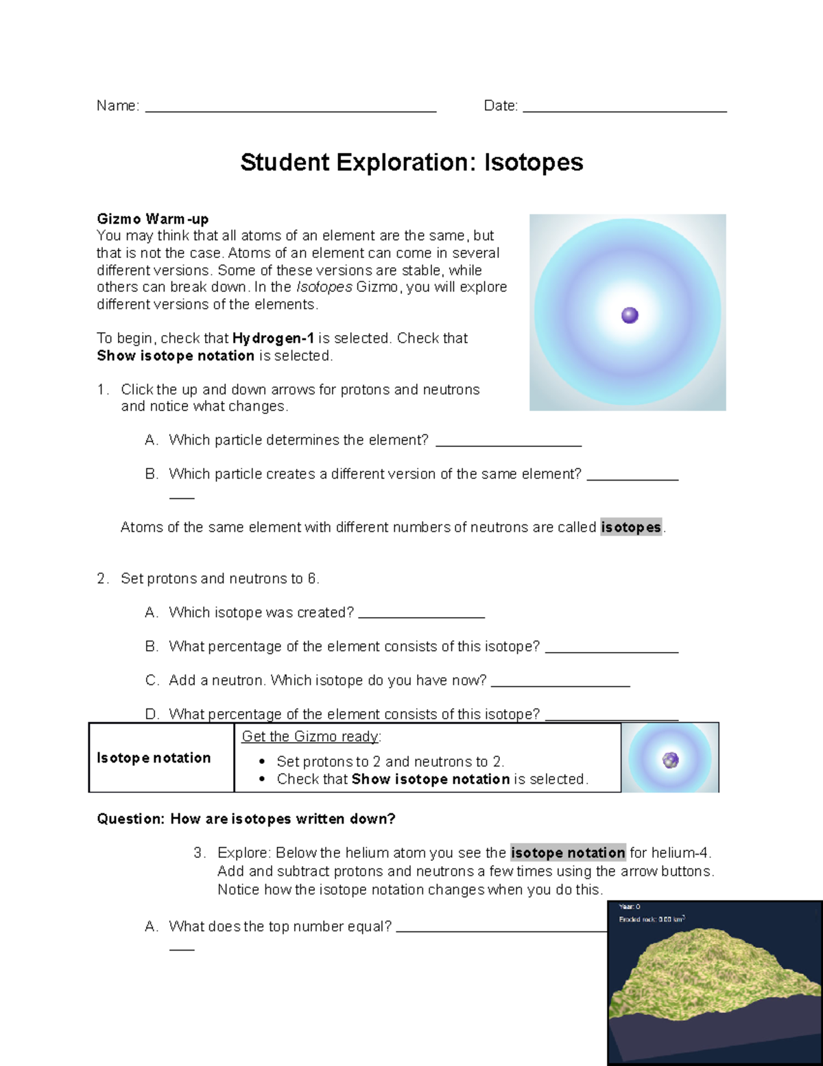 Isotopes Gizmos homework - Name: Date: Student Exploration: Isotopes ...