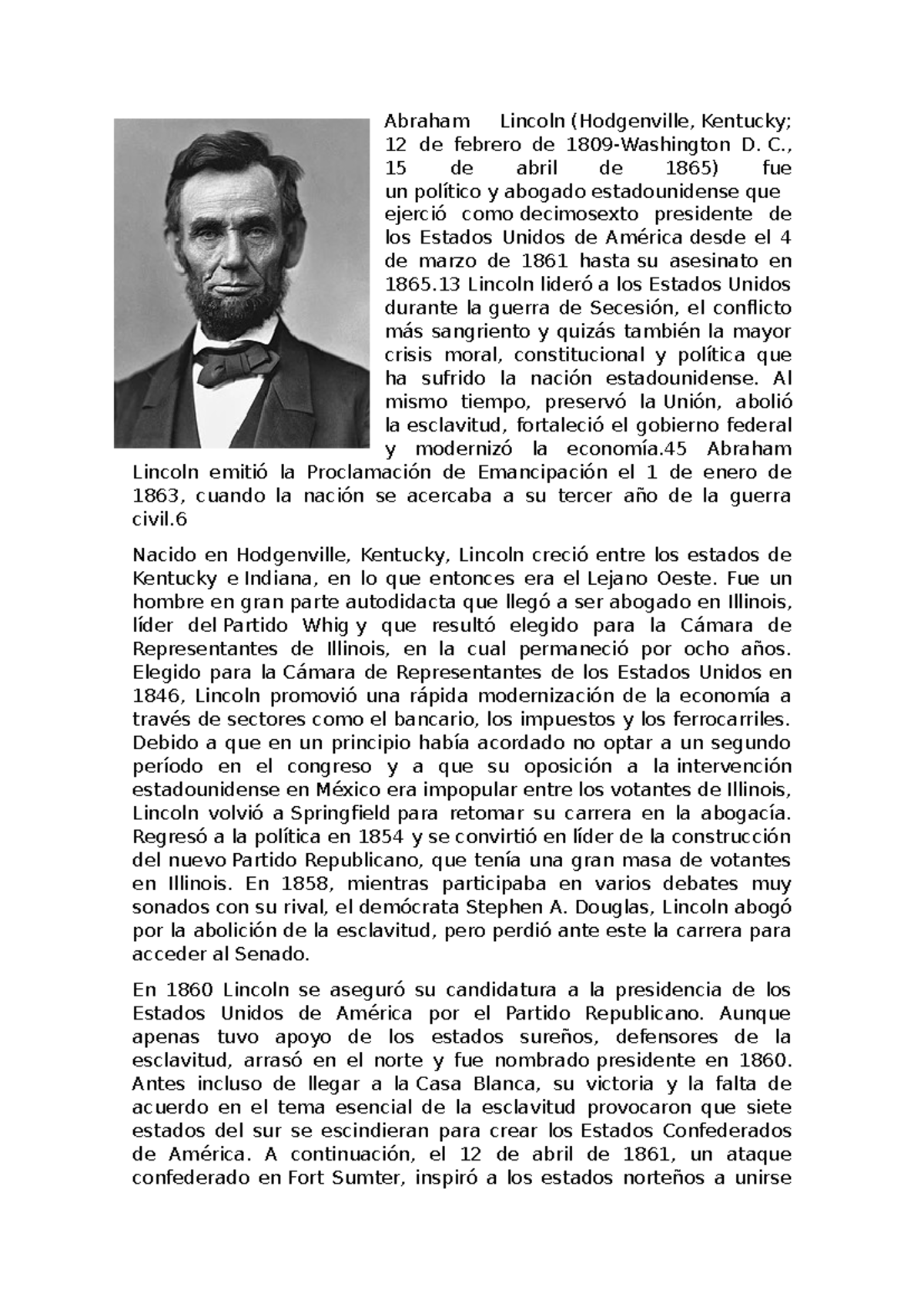 Abraham Lincoln - biografia - Abraham Lincoln (Hodgenville, Kentucky ...