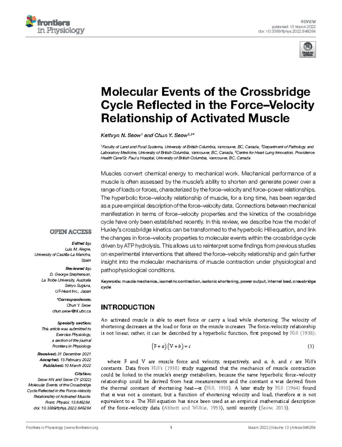 Molecular Events in the Crossbridge Cycle: Insights into Muscle ...