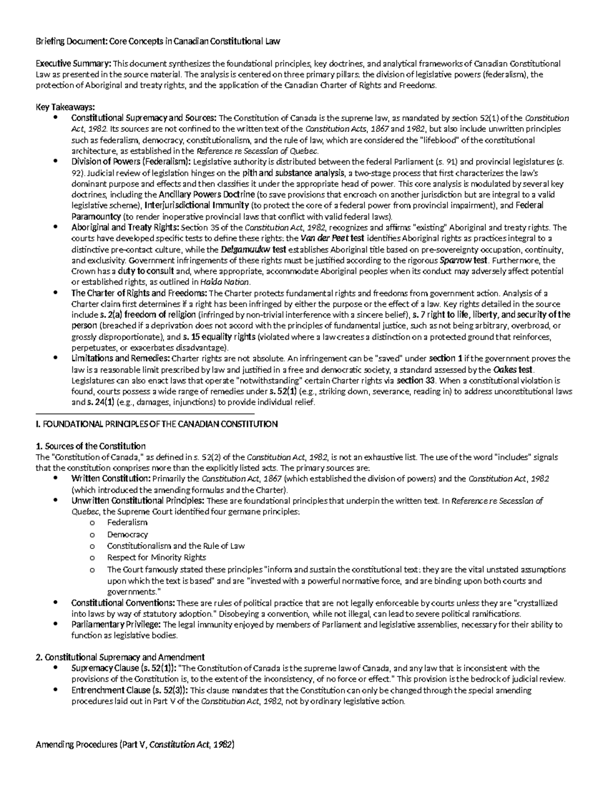 Canadian Constitutional Law: Core Concepts & Key Doctrines Summary ...