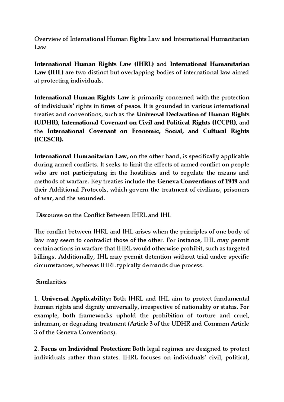 IHRL & IHL: A Comprehensive Overview of Their Similarities and ...