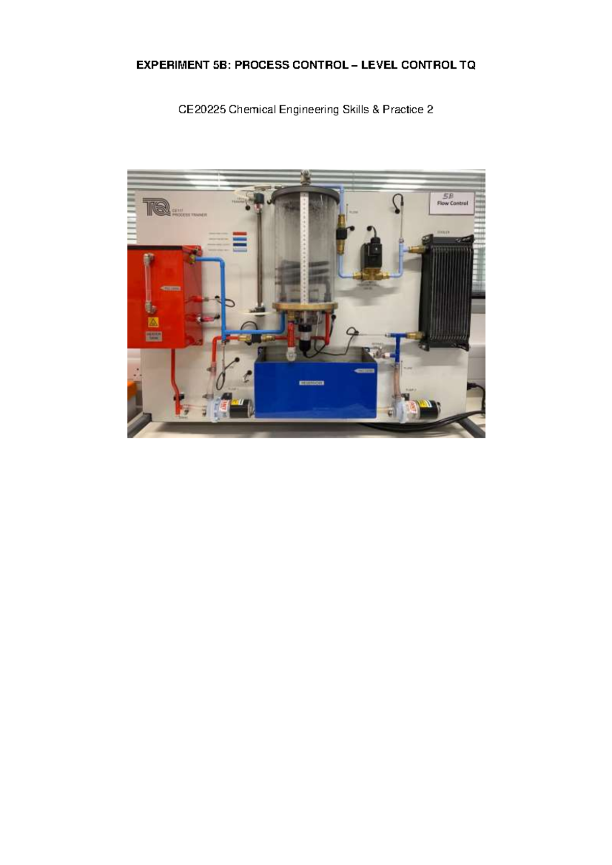 Level Control lab report - EXPERIMENT 5B: PROCESS CONTROL – LEVEL ...