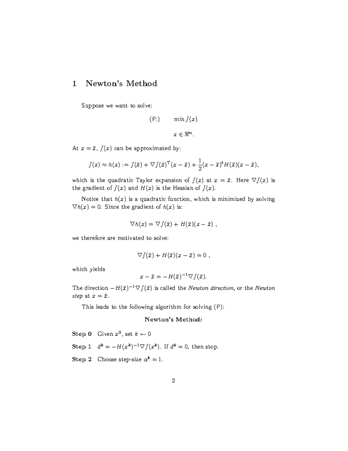 Newton Method (Course Code: 1) - Detailed Algorithm and Convergence ...