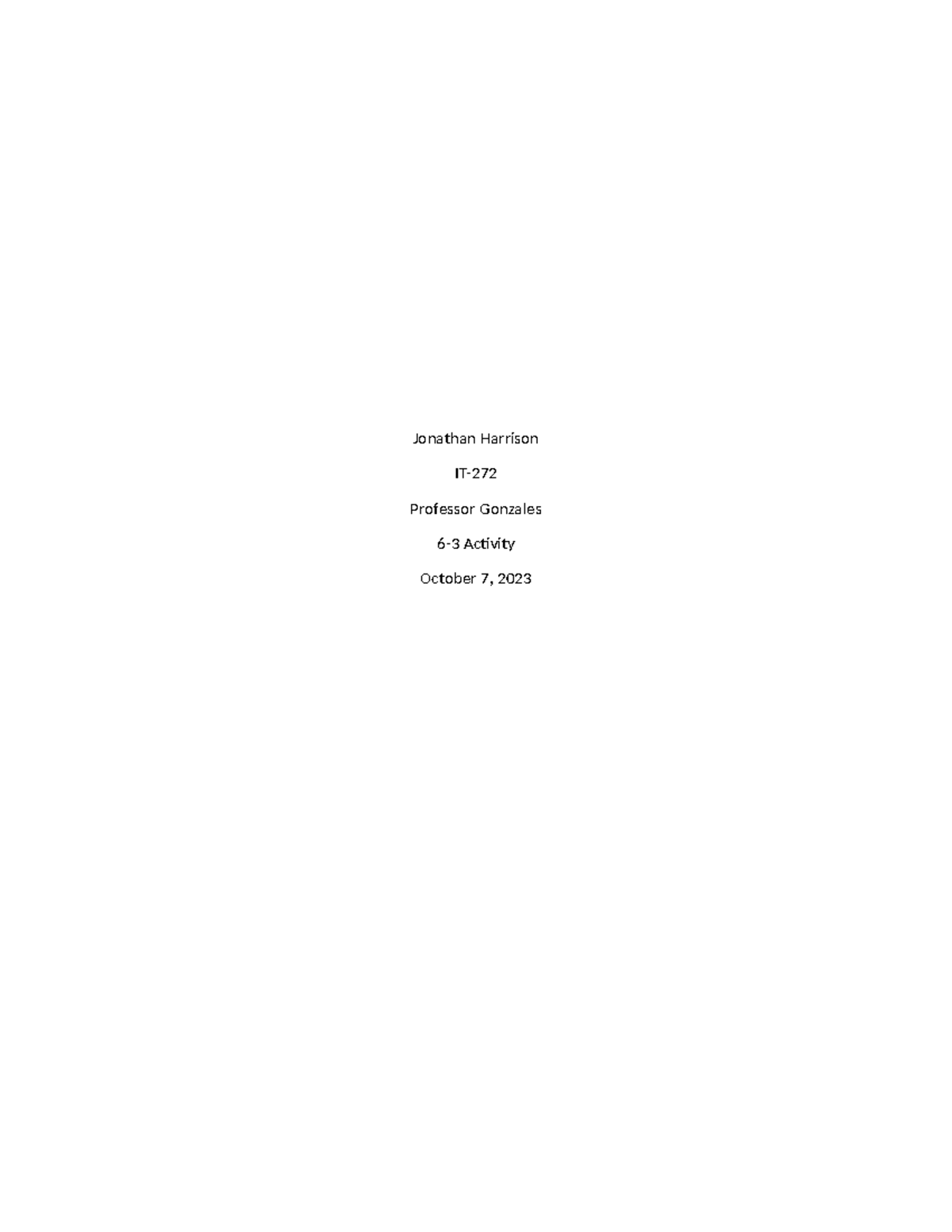 IT 272 6-3 Activity Submission by Jonathan Harrison - Studocu