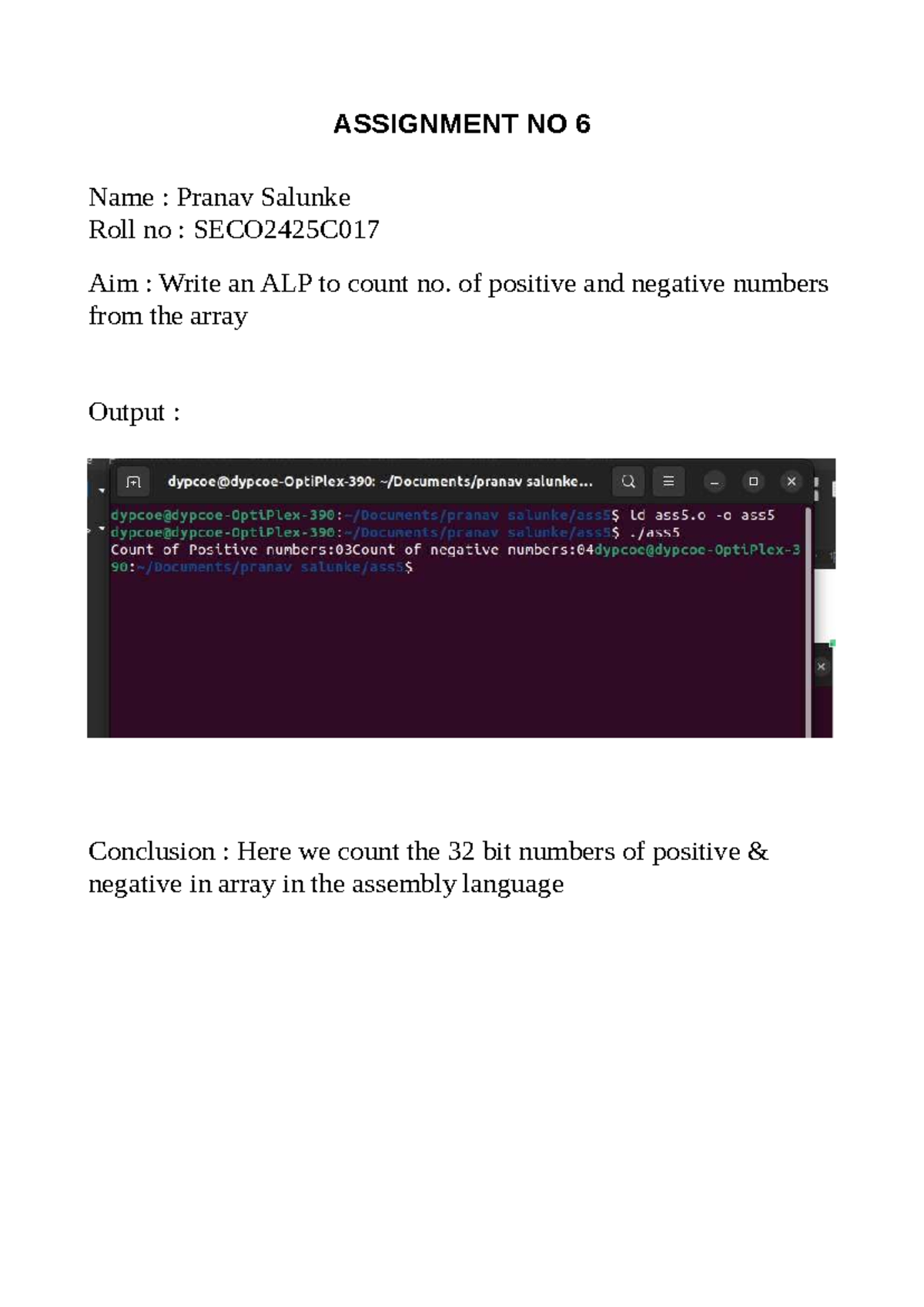 Ass6 - Dbms practical - Sppu te Comp ai - ASSIGNMENT NO 6 Name : Pranav ...