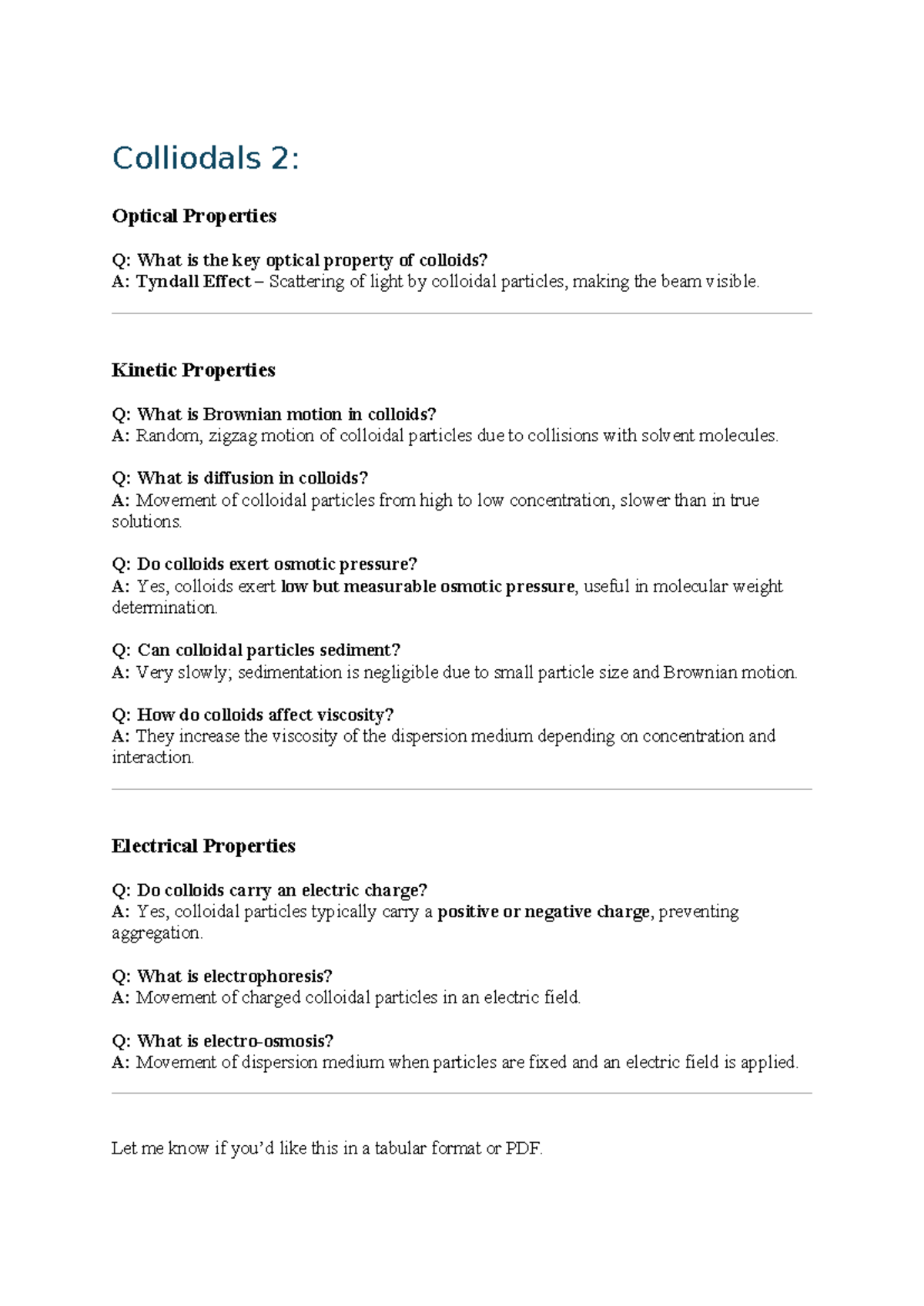 Colloidal Systems 2: Optical and Kinetic Properties Overview - Studocu