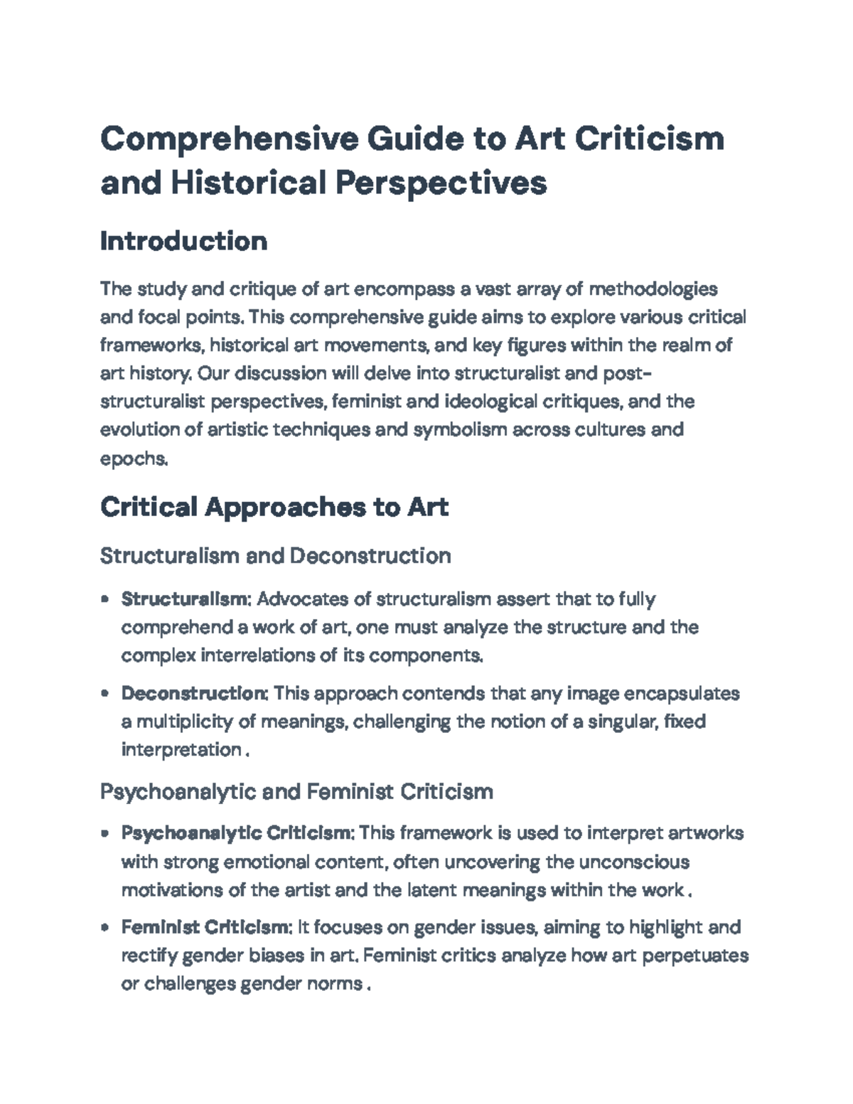 Comprehensive Guide to Art Criticism and Historical Contexts ...
