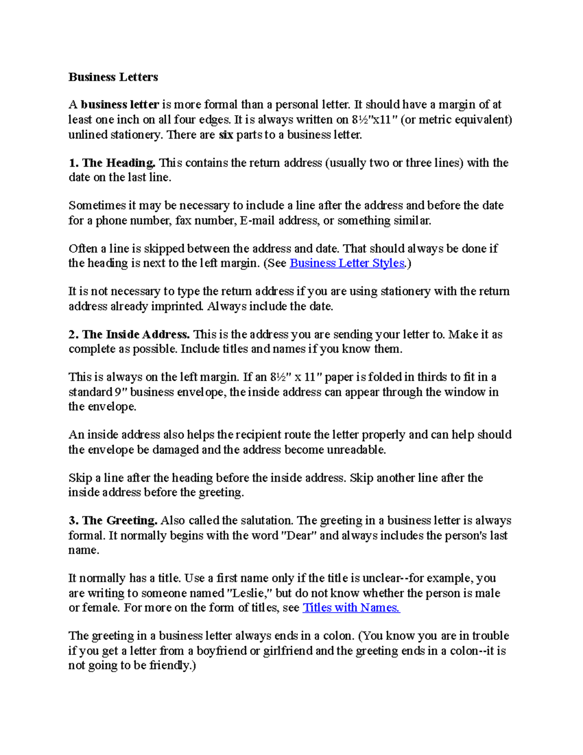 Guidelines for Writing Business Letters - Activity Notes - Studocu