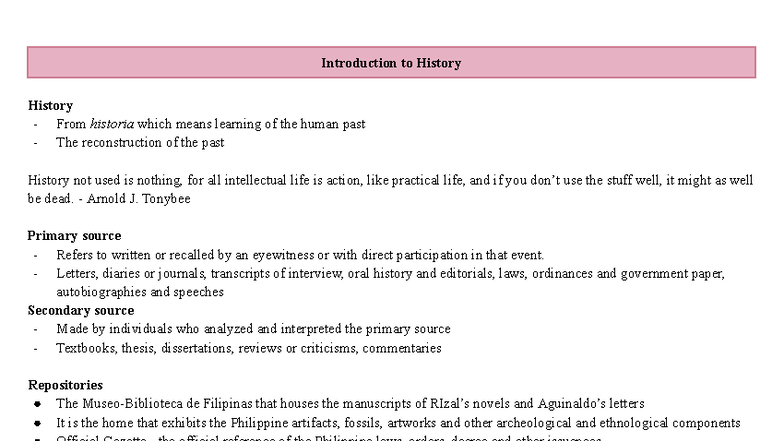 Introduction to History: Key Concepts and Sources - Studocu