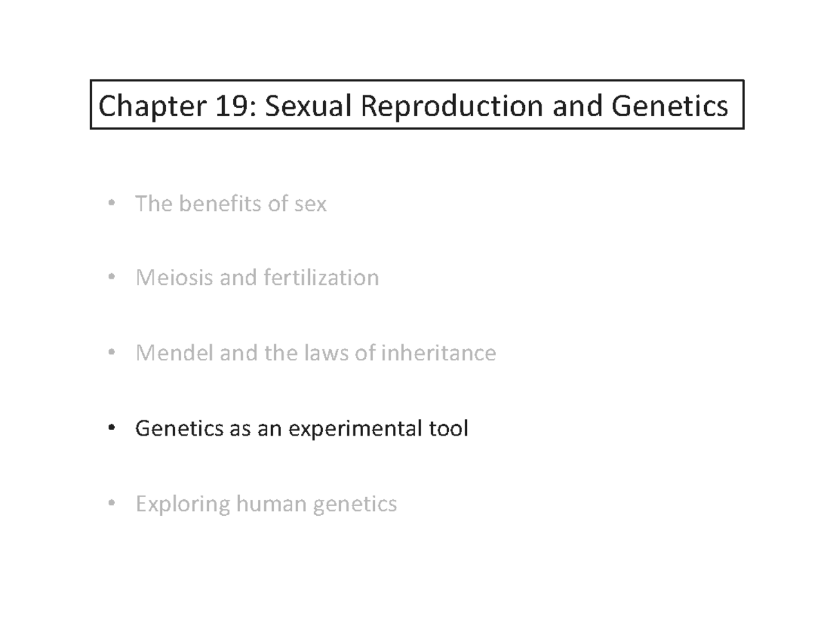 Chapter 19: Sexual Reproduction & Genetics - Exploring Genetic ...