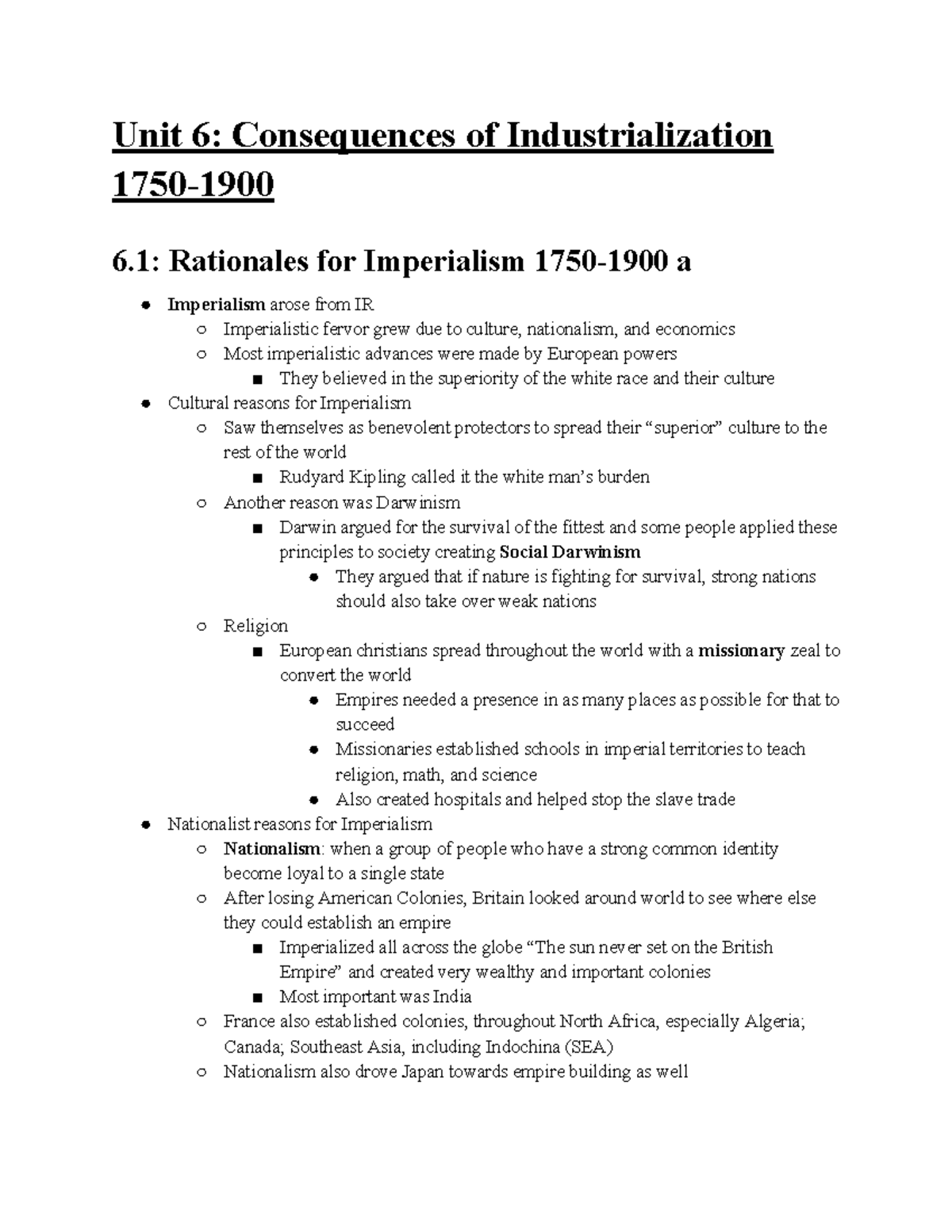 Unit 6 Review: Consequences of Industrialization & Imperialism APWH ...