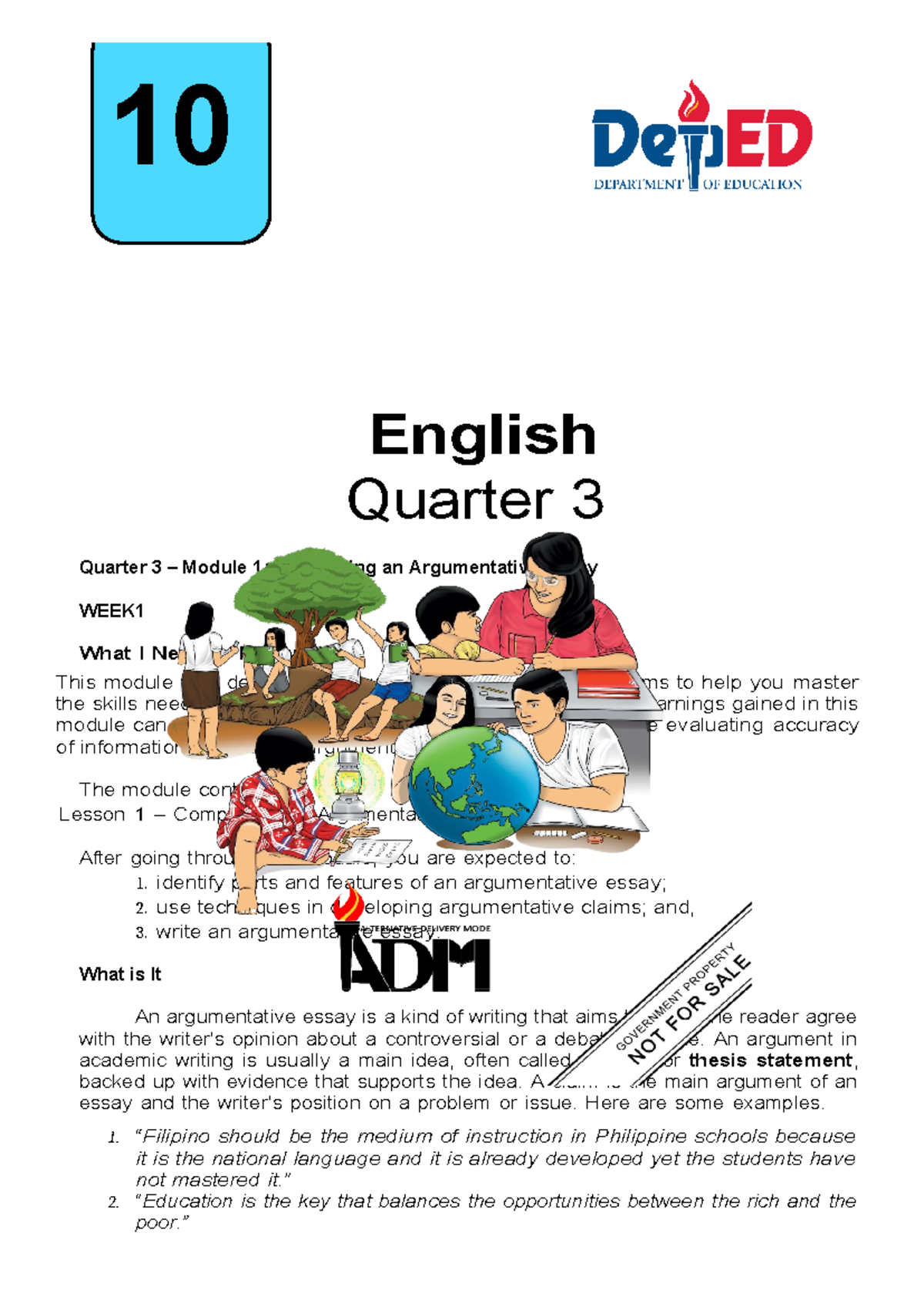 Quarter 3 Lesson 1-8 revised SLM with LAS Edited - 10 English Quarter 3 ...
