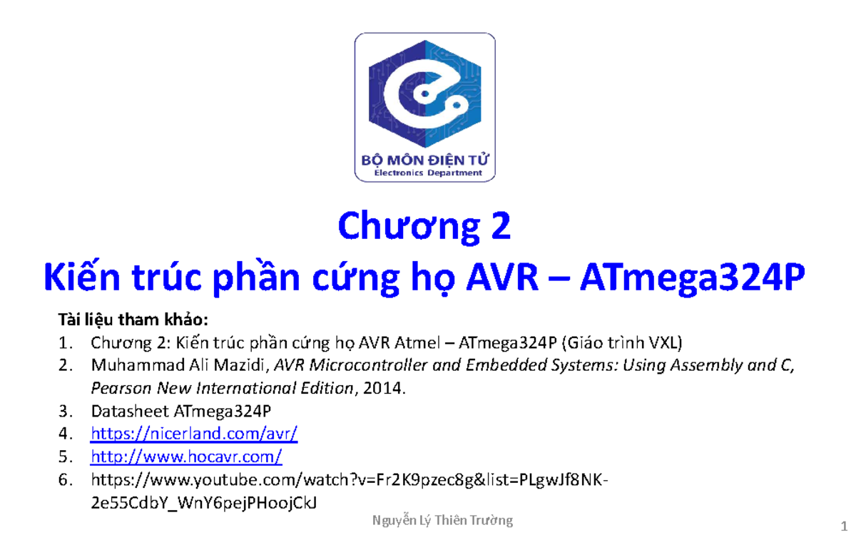 Chương 2: Kiến Trúc Phần Cứng Vi Điều Khiển AVR ATmega324P - Studocu